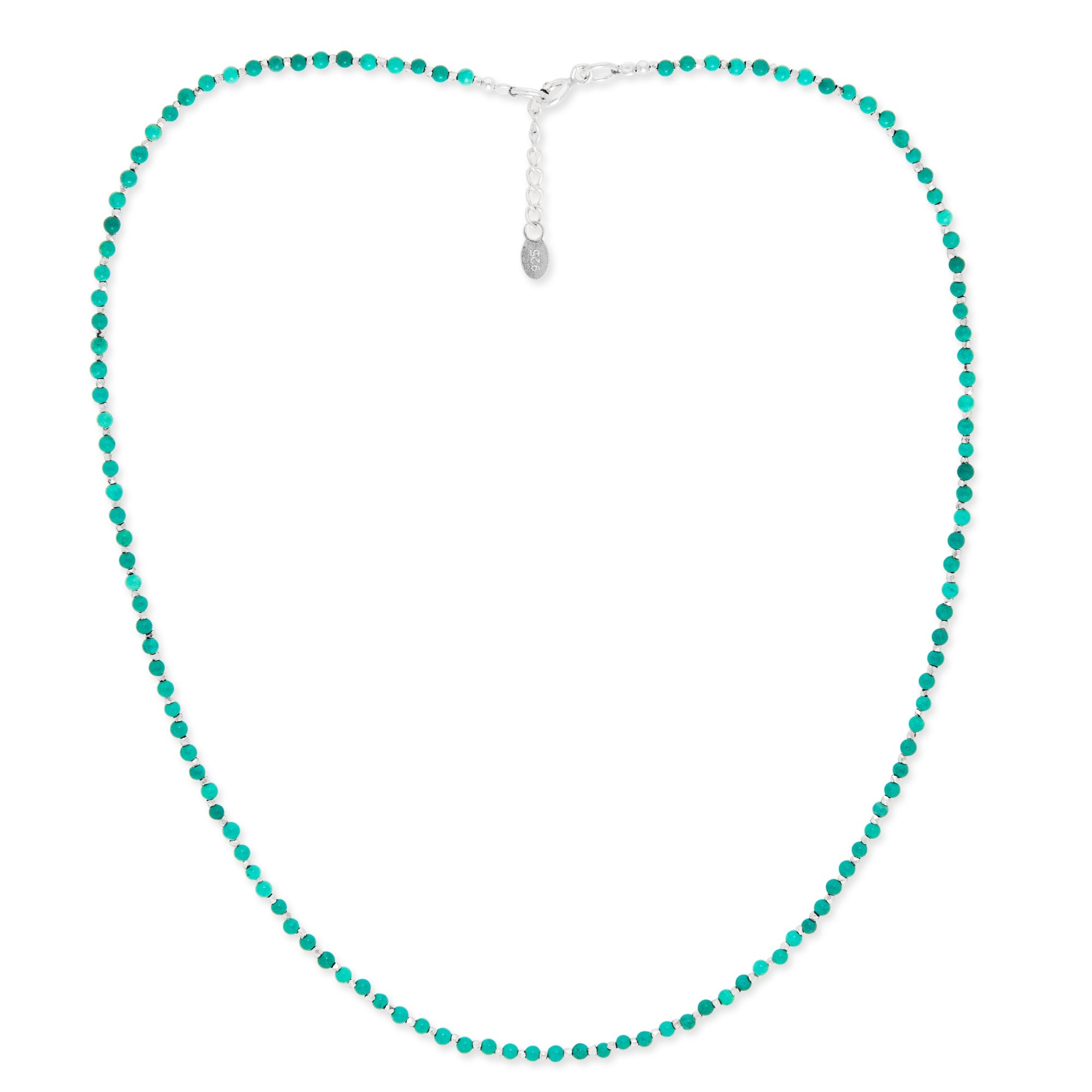 Azure Bead Necklace (CHN5861) | Silver Semi Precious Jewellery – Silver ...